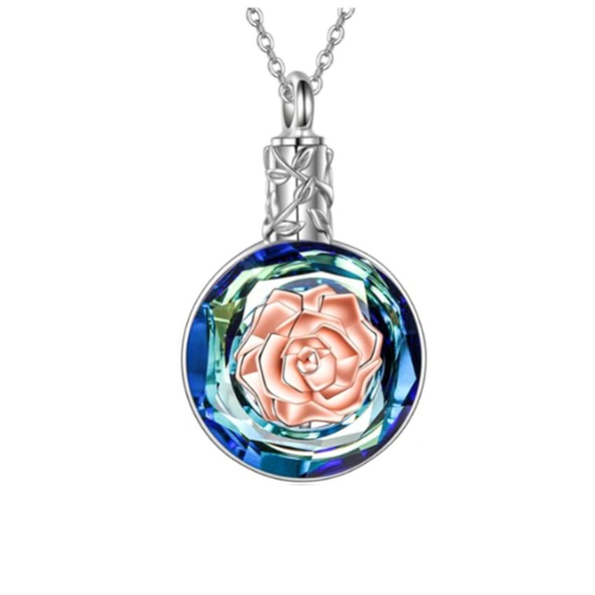 Rose Gold Flower Cremation Ashes Locket – Silverbling.ie