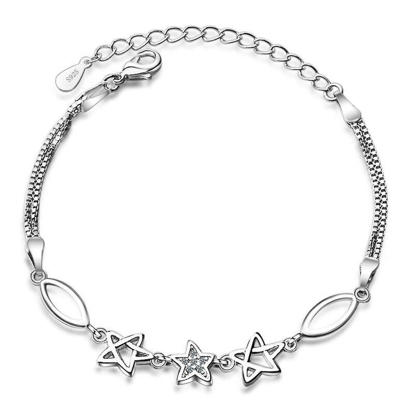 Silver Open Star Link Bracelet – Silverbling.ie